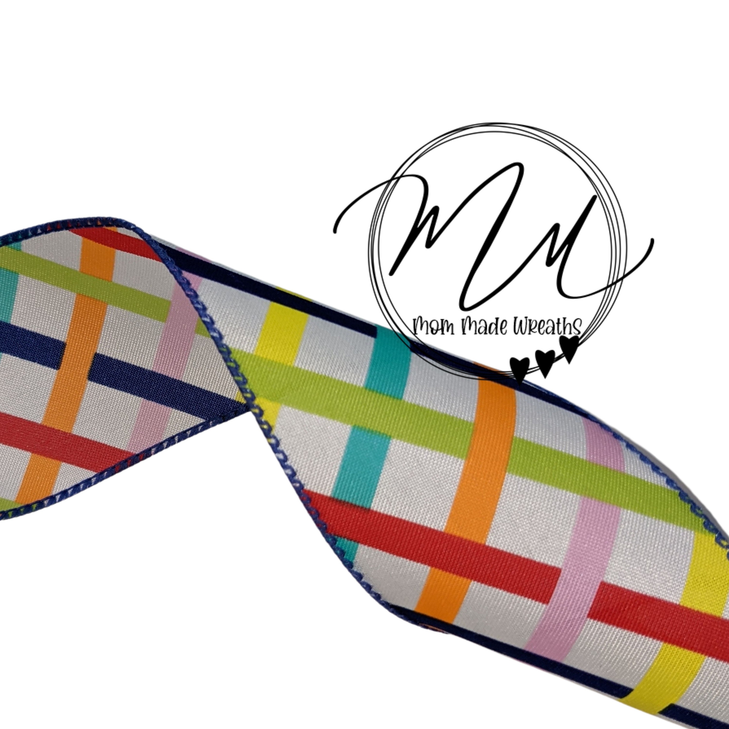 2.5 Wired Ribbon Colorful Checker Ribbon All Colors, Red, Green, Yellow ...