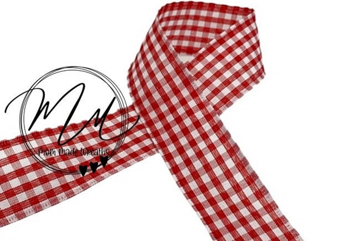 1.5" Wired Ribbon - Red & White Gingham Wired Ribbon Country ...