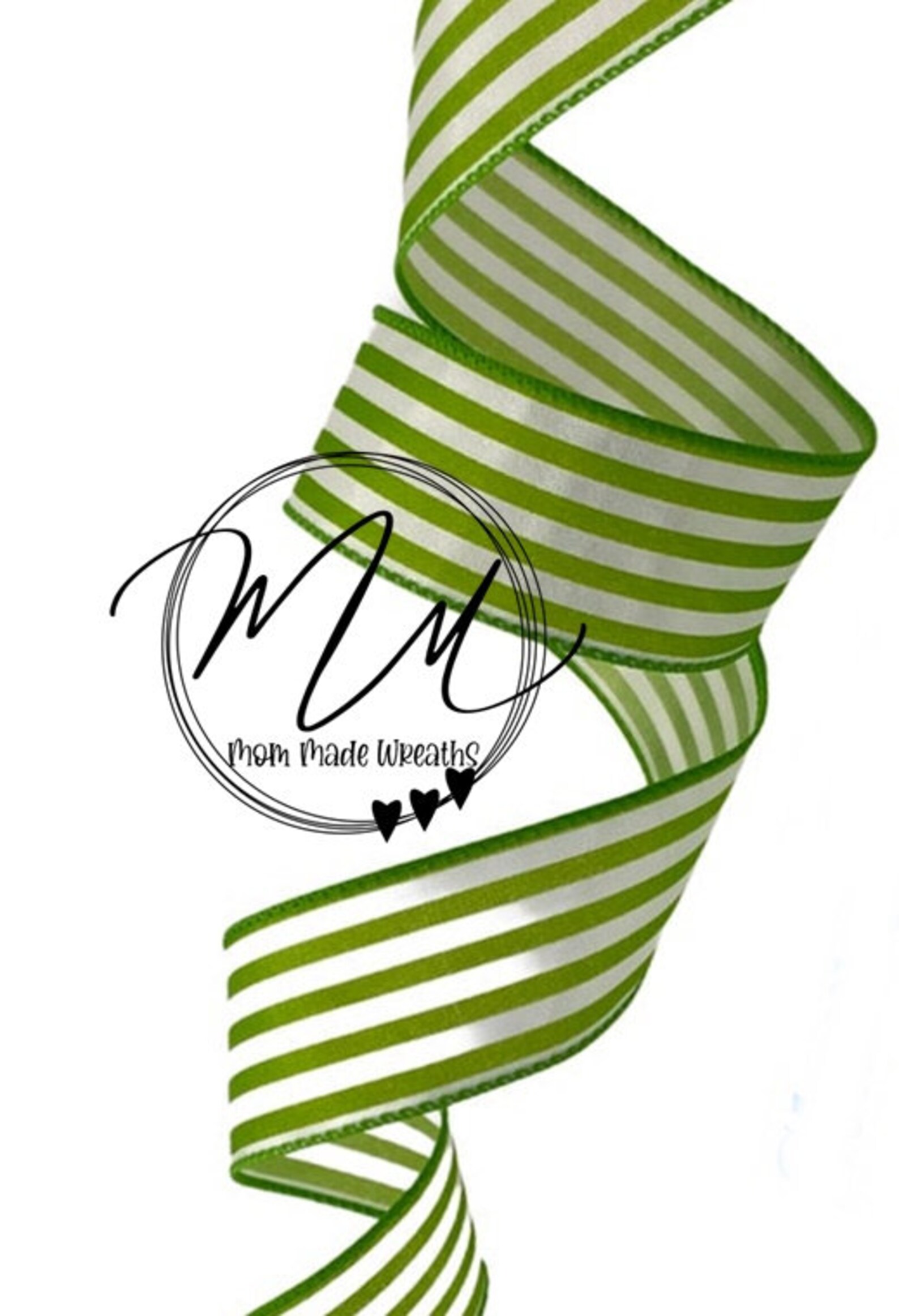1.5" Green and White Striped Wired Ribbon -bows & Wreaths! Everyday ...