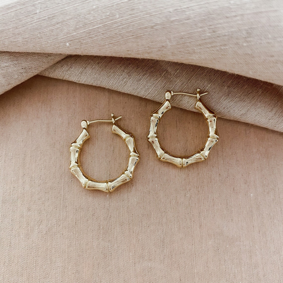 18k Gold Filled Bamboo Hoopsmall Gold Filled Hoopminimal | Etsy