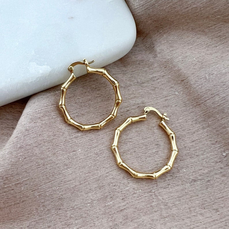 18k Gold Filled Bamboo Hoopsmall Gold Filled Hoopminimal - Etsy