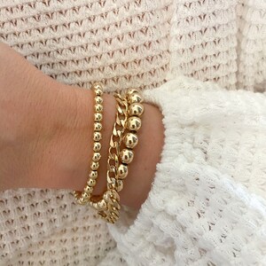 Gold Bead Bracelets, 18k Gold Filled Ball Bracelet, Stacking Gold ...