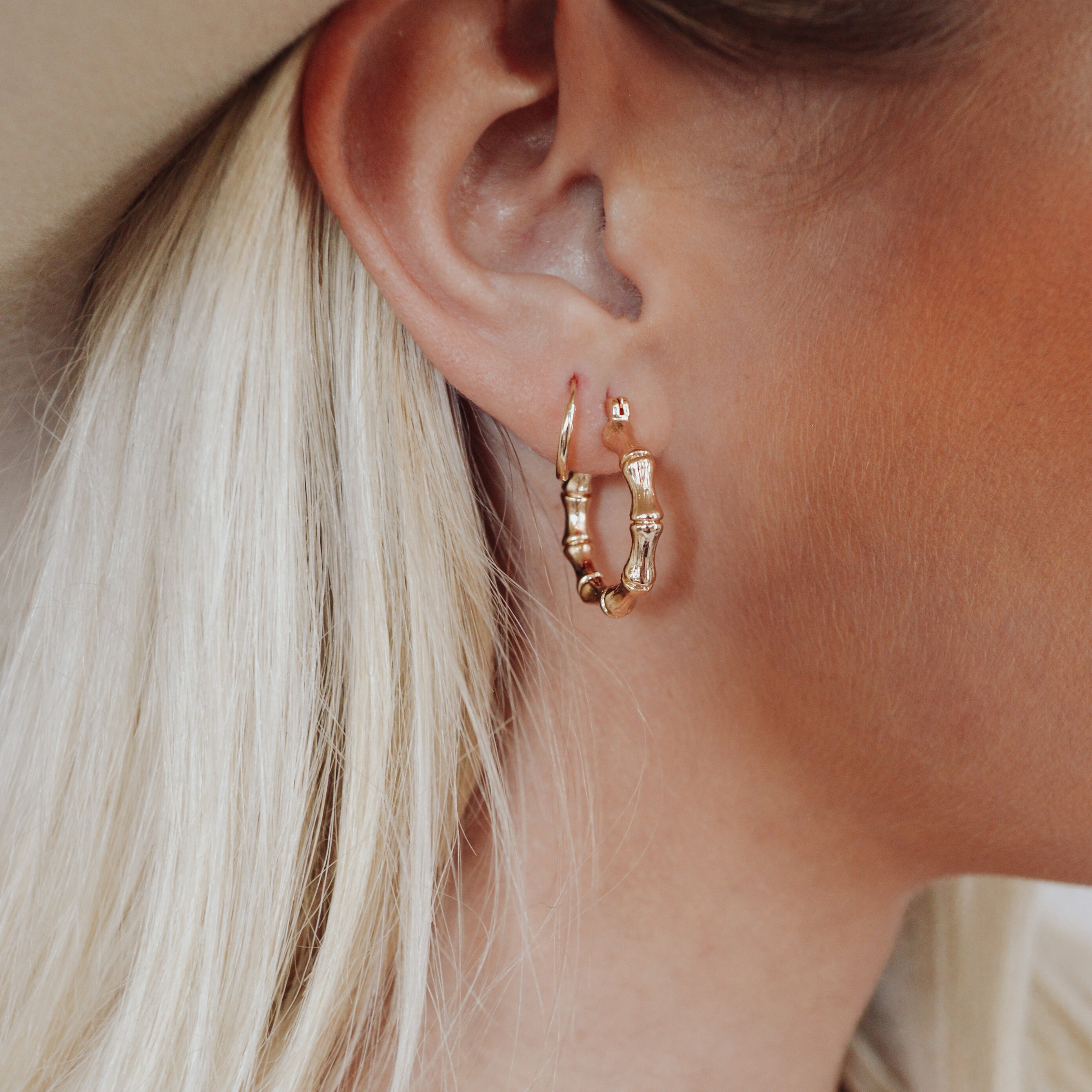 18k Gold Filled Bamboo Hoopsmall Gold Filled Hoopminimal | Etsy