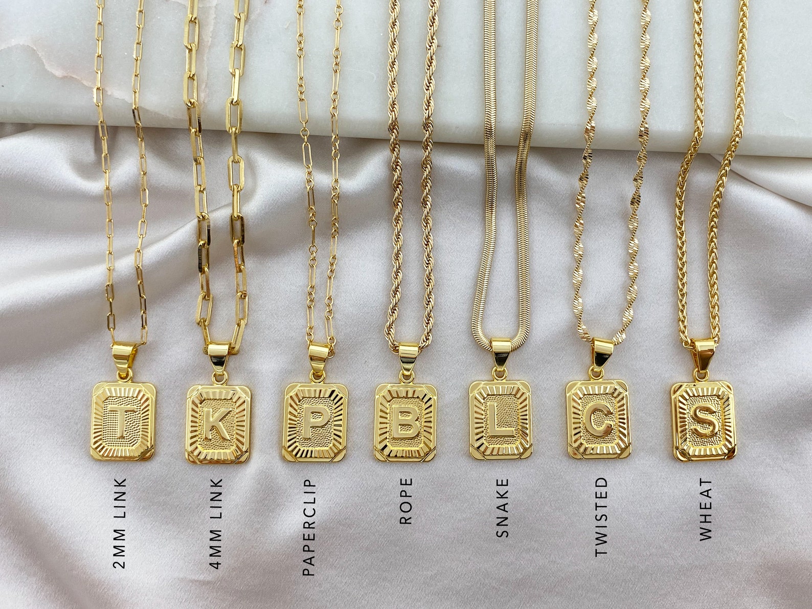 18K GOLD FILLED Initial Necklace Square Initial Letter - Etsy