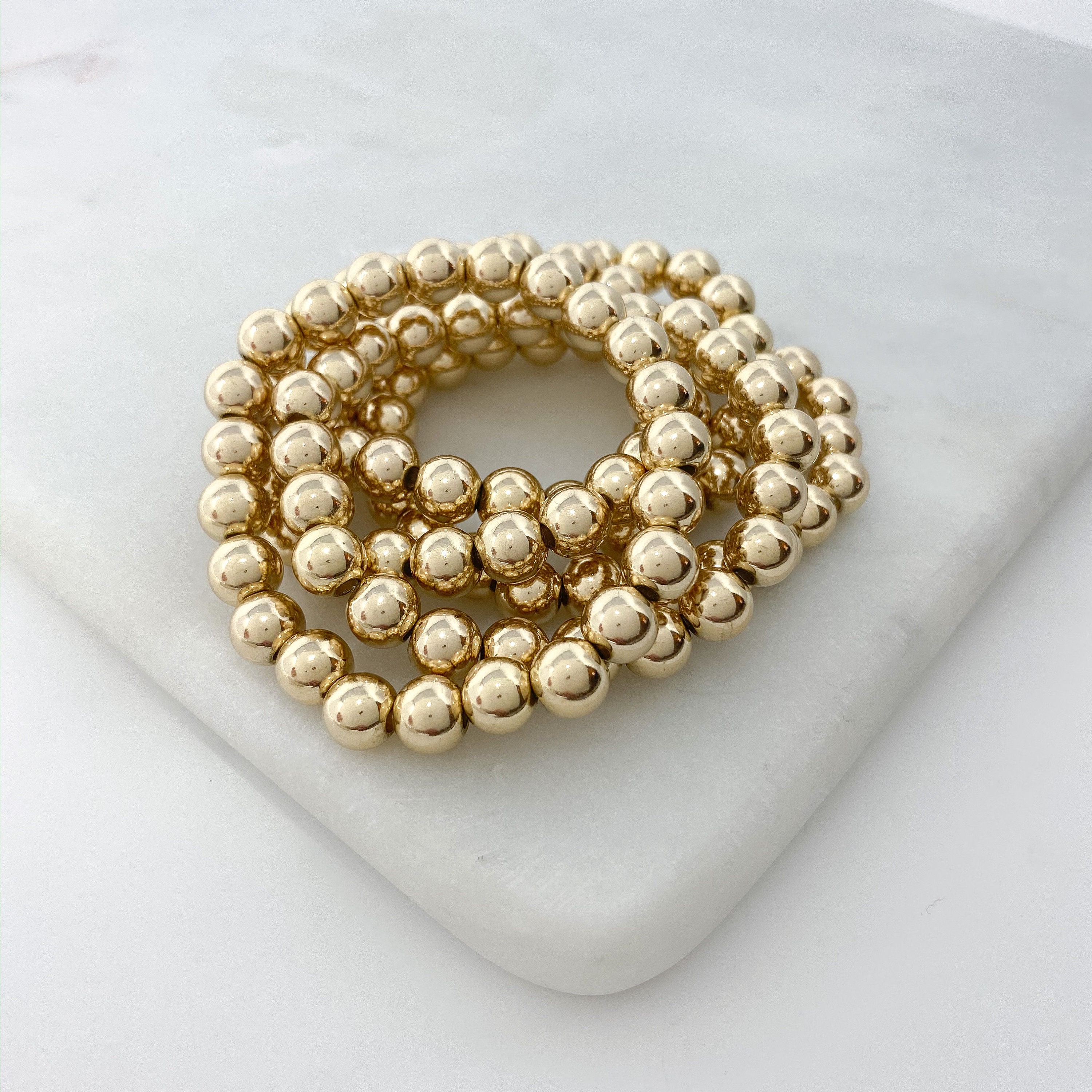 Gold Bead Bracelets 18k Gold Filled Ball Bracelet Stacking - Etsy