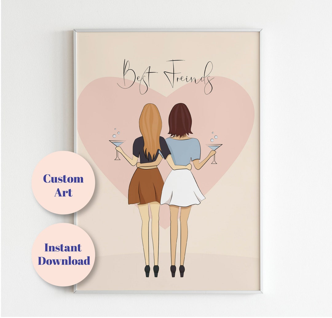 Personalised Best Friend Illustration Gifts for Friend Besties - Etsy