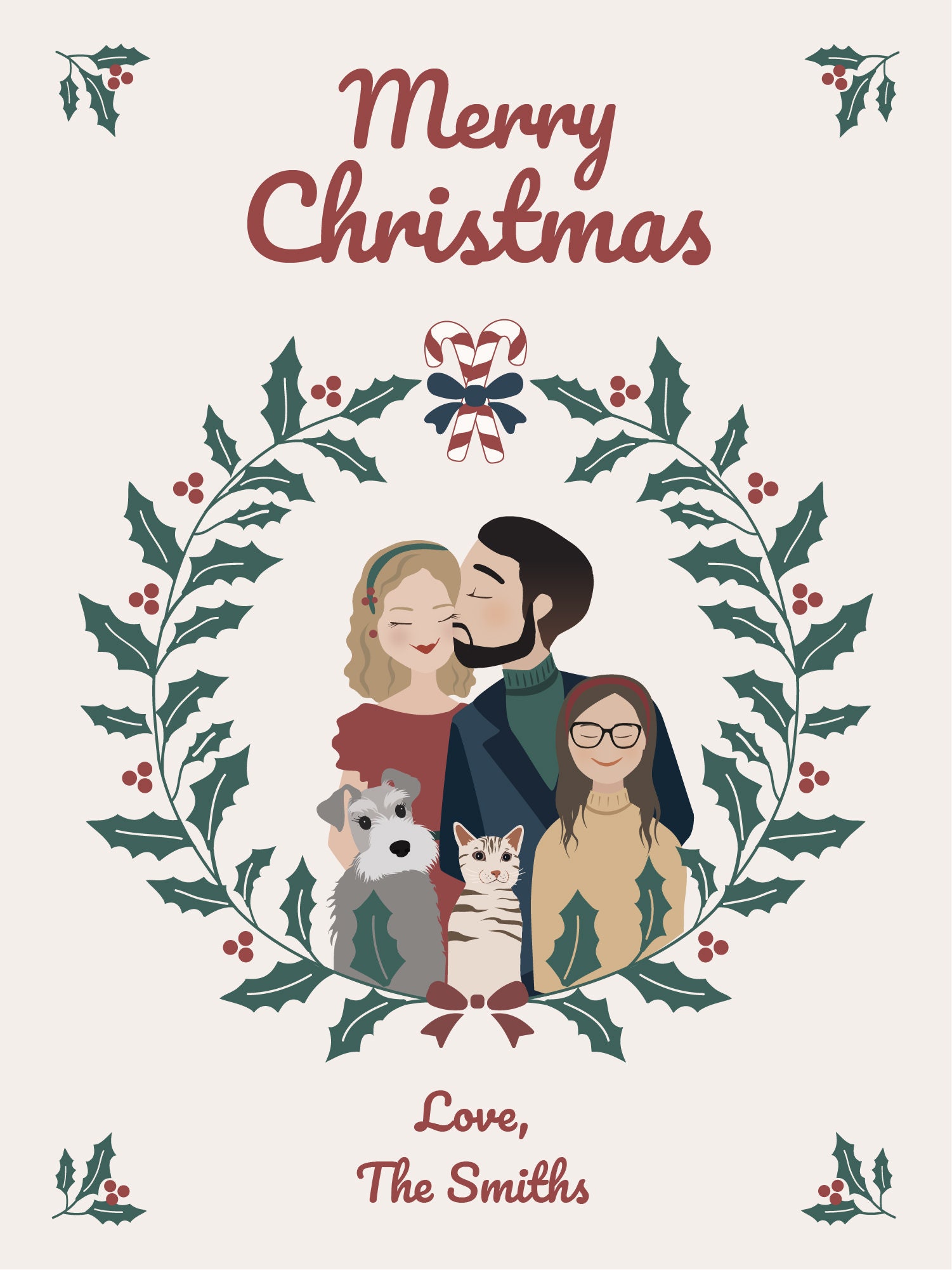 Custom Holiday Card 5 Characters Christmas Card Family - Etsy
