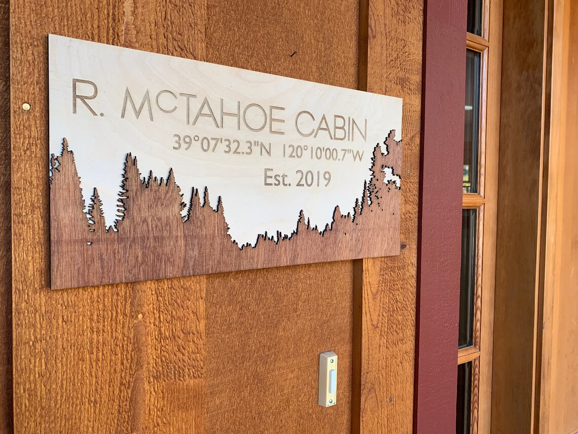 Customized Cabin Name Sign Wooden Art Layered Trees - Etsy