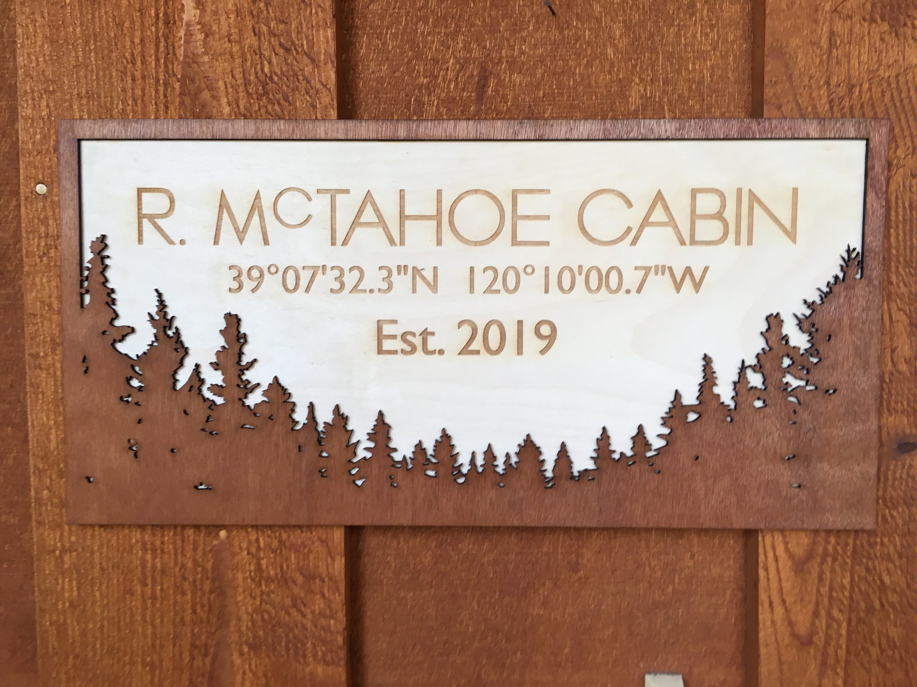 Customized Cabin Name Sign Wooden Art Layered Trees - Etsy