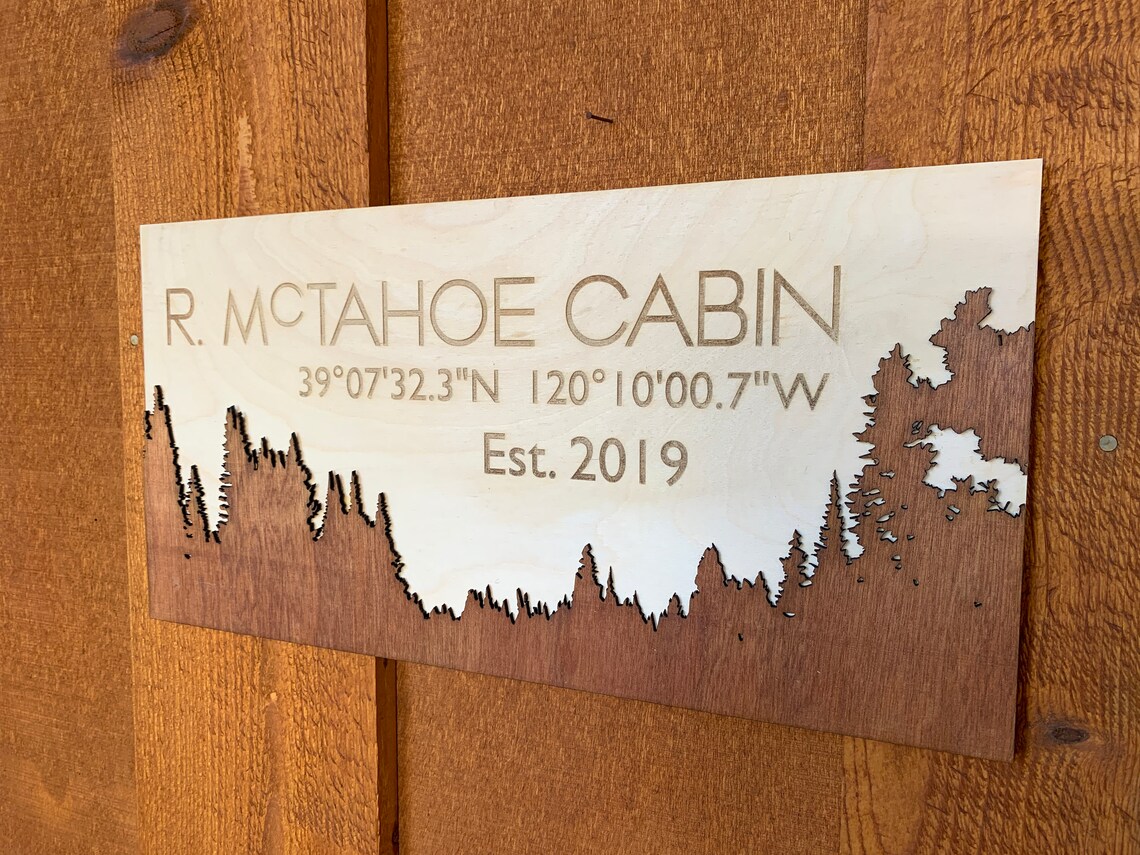 Customized Cabin Name Sign Wooden Art Layered Trees - Etsy