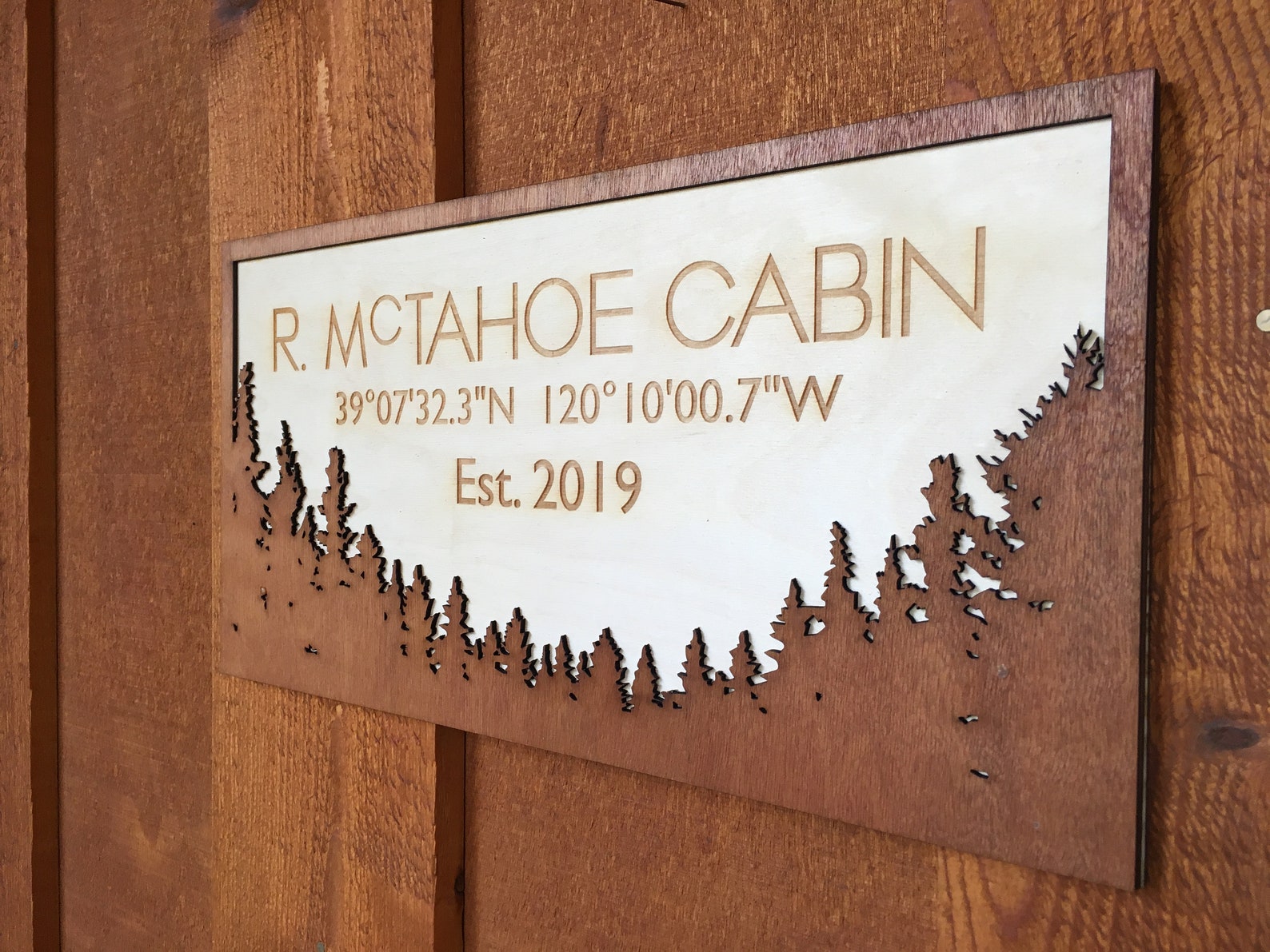 Customized Cabin Name Sign Wooden Art Layered Trees - Etsy