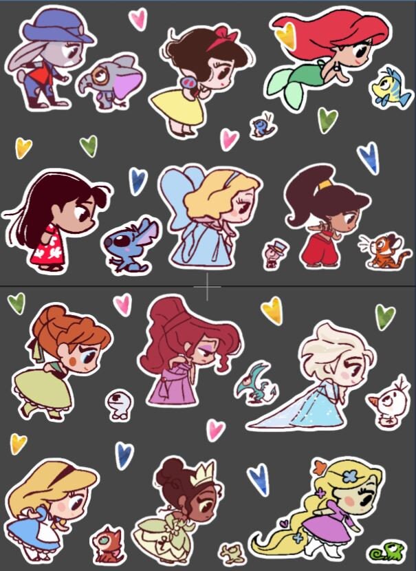 Princess Stickers, Fairytale Princess and Pets BFF Sticker Sheet, Cute ...