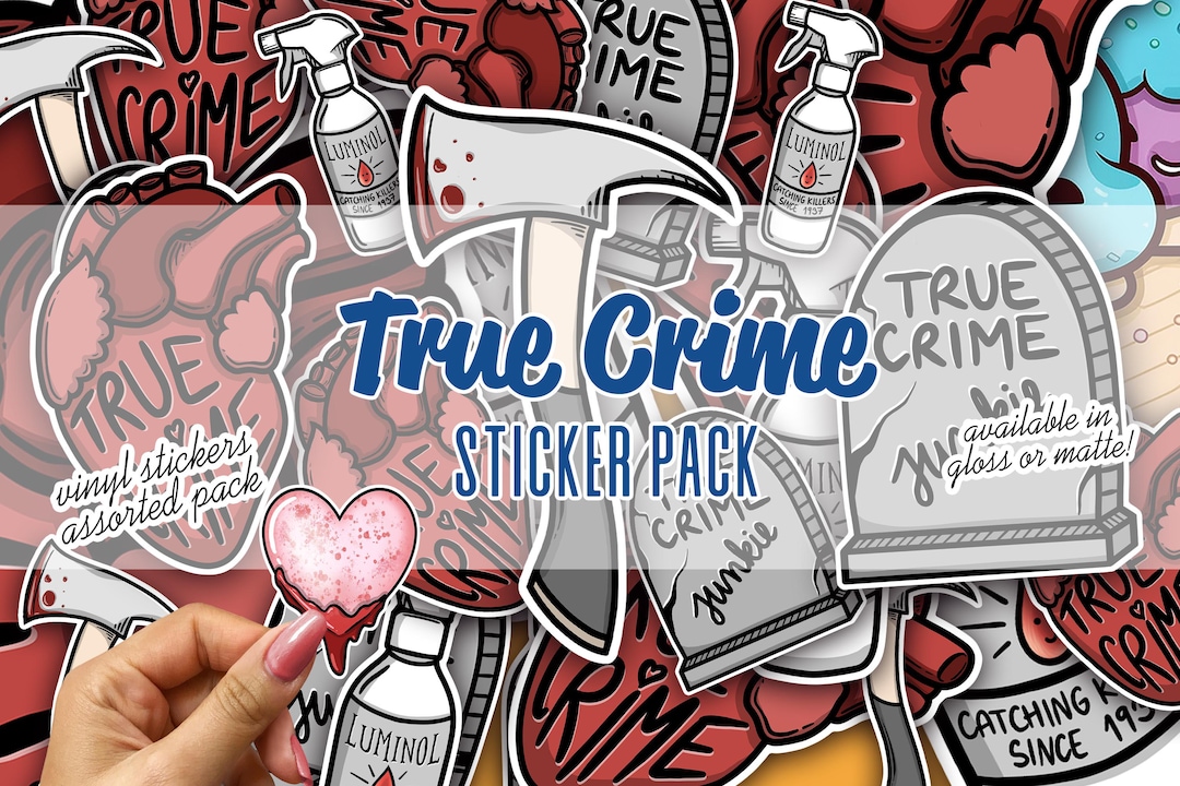 True Crime Sticker Pack, Spooky & Fun True Crime Art for Water Bottles ...