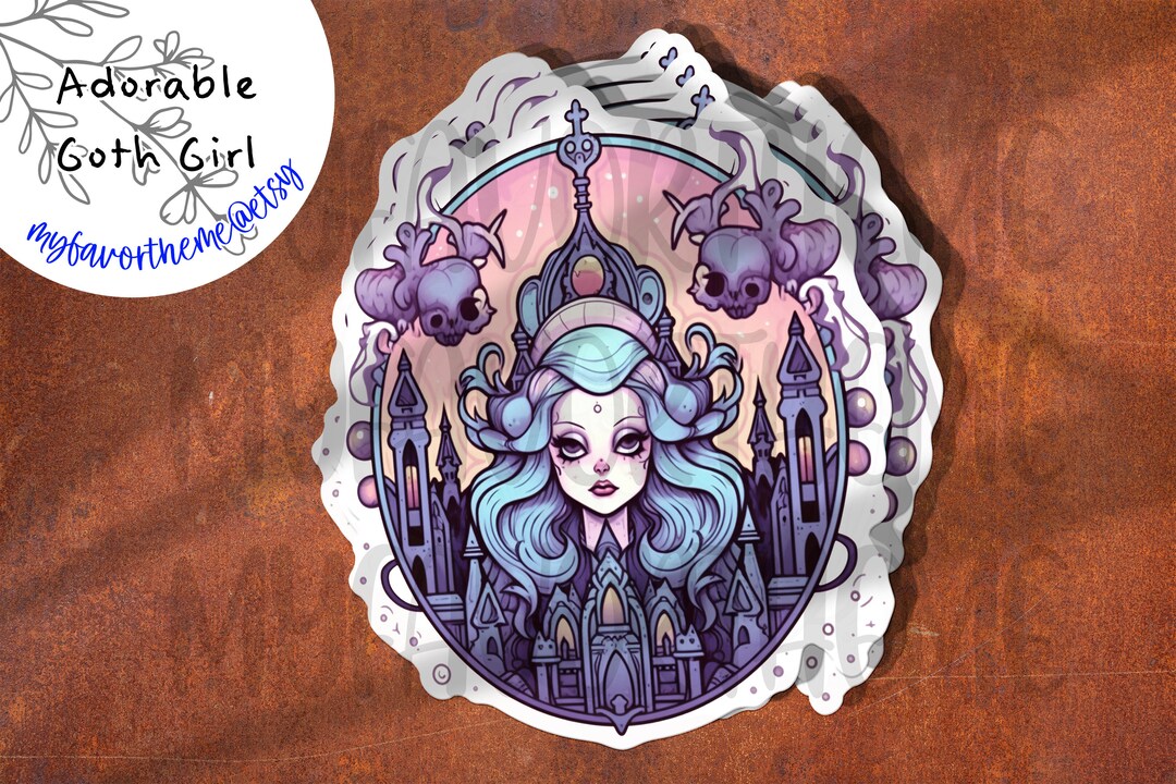 Adorable Goth Girl Sticker, Cute Goth Girl, Pastel Sticker, Laminated ...