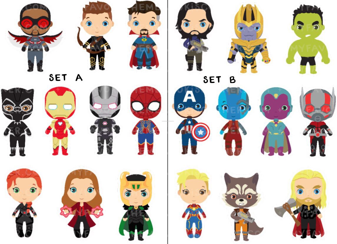 Superhero Super Heroes Avengers Sticker Sheet Cute Chibi | Etsy