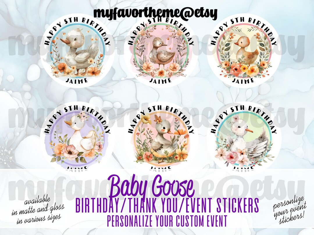 Personalize Sticker - Adorable Goose Birthday Sticker for Custom ...