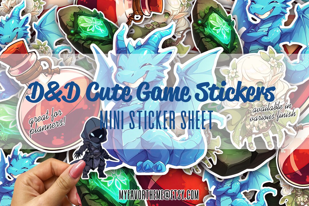 DD Game Stickers, Chibi Gamer Stickers, Weapons, Mana Potions, Magic ...