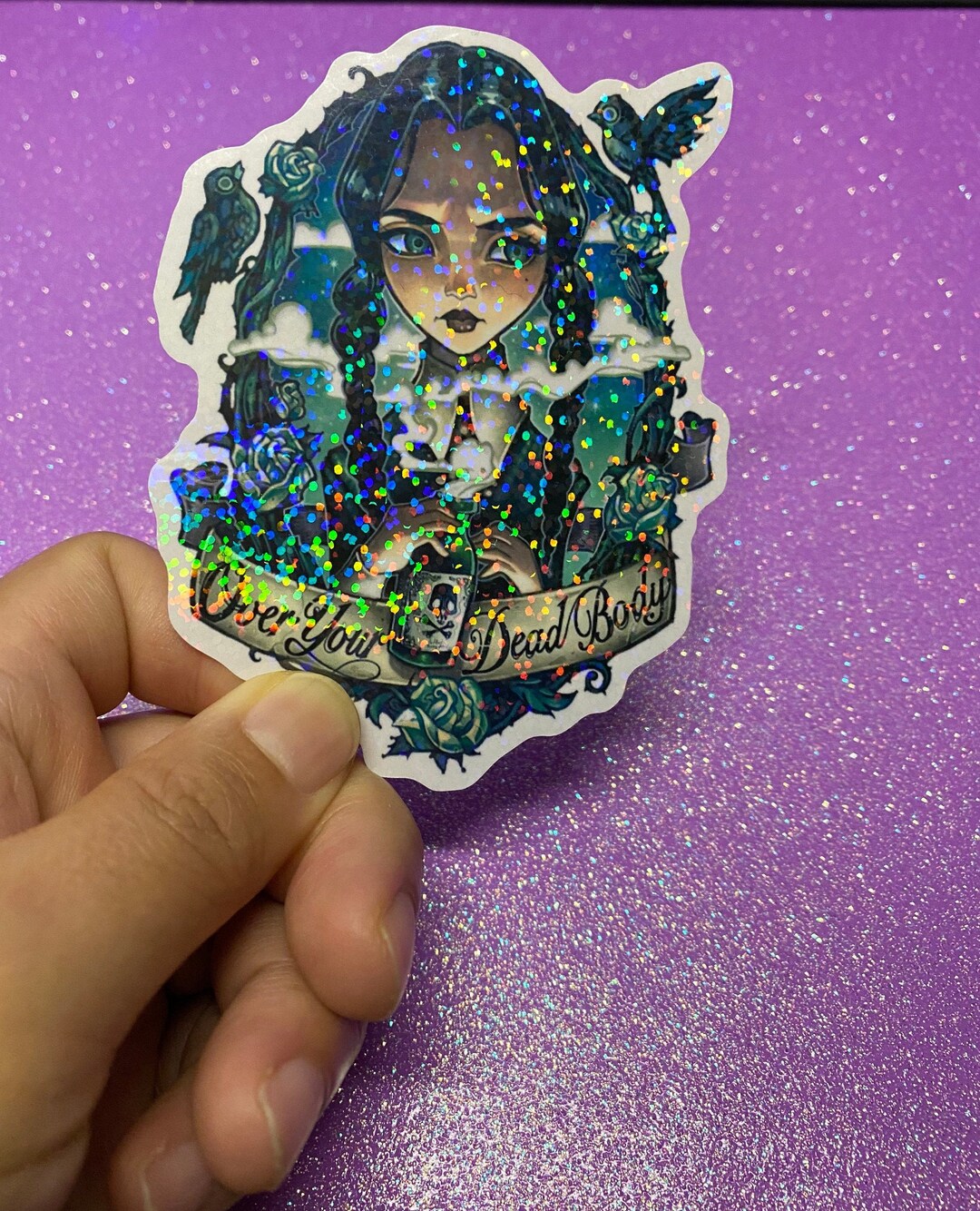 Horror Sticker, Halloween Sticker, Holographic Sticker - Over Your Dead ...