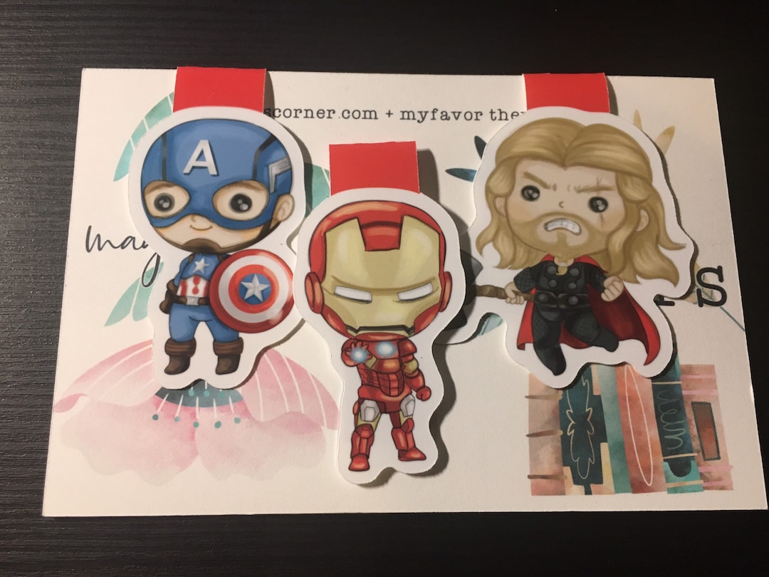 Super Heroes Bookmark, Super Heroes Avengers Magnetic Bookmarks Cute - Etsy