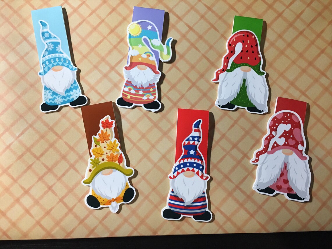 Gnomes Bookmark Monthly Gnomes Holiday Gnomes Magnetic - Etsy.de