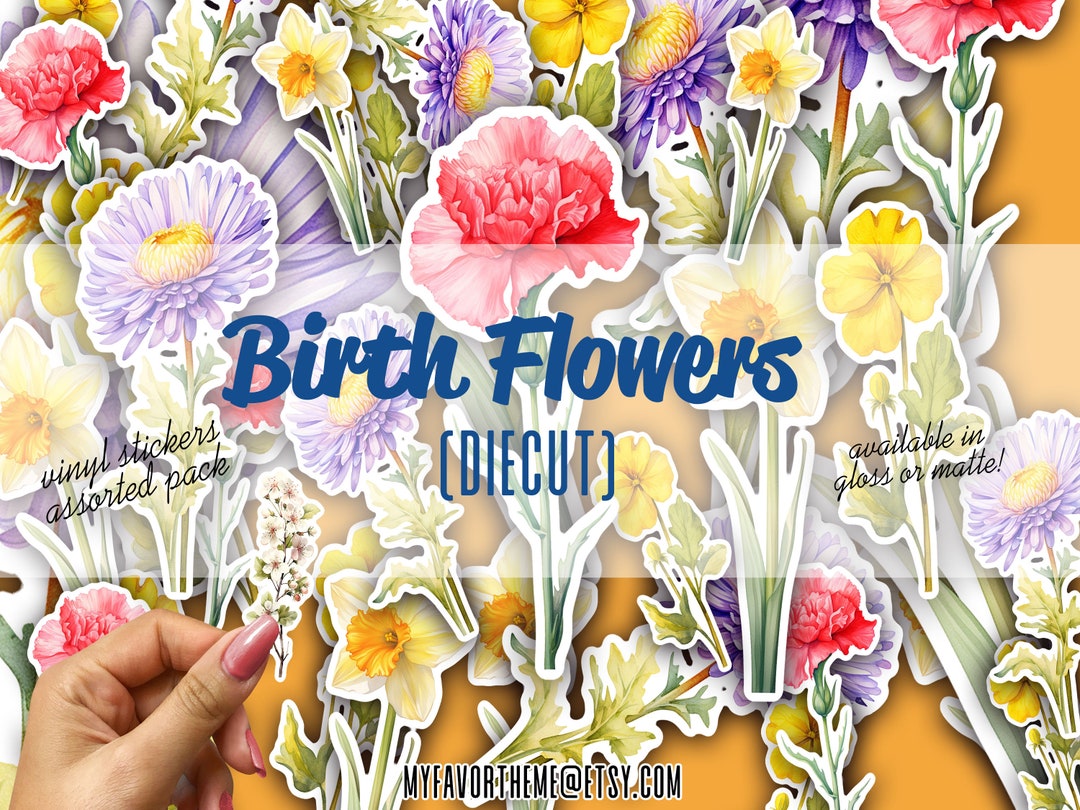 Birth Flowers Sticker, Month Flower Stickers, Floral Stickers | Lily ...