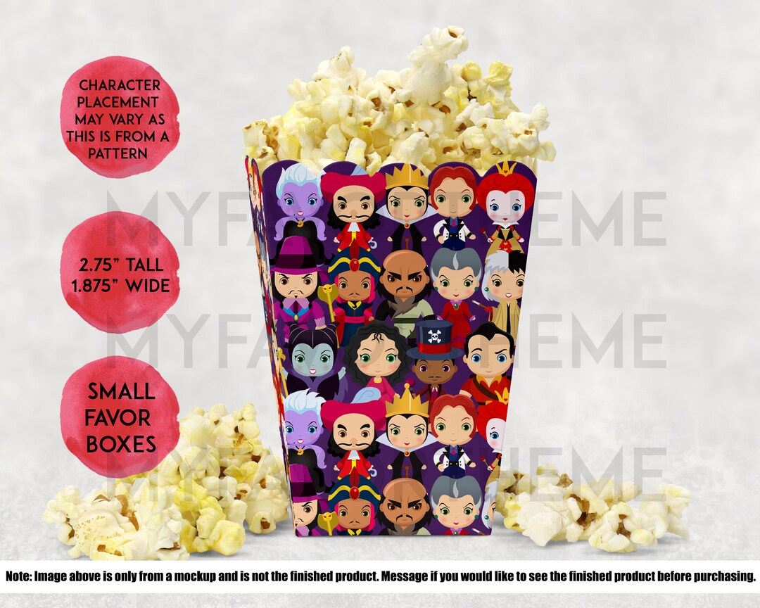 Villains Popcorn Favor Box, Villains Favor Box, Party Favor Box ...