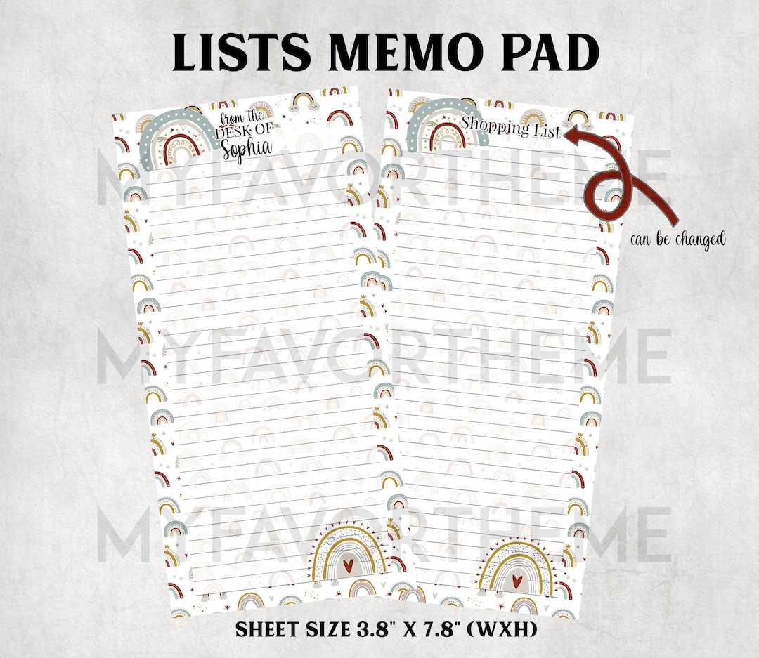 Boho Notepad, Boho Rainbow Daily Lists, Boho Tear Away Tear Away Memo ...