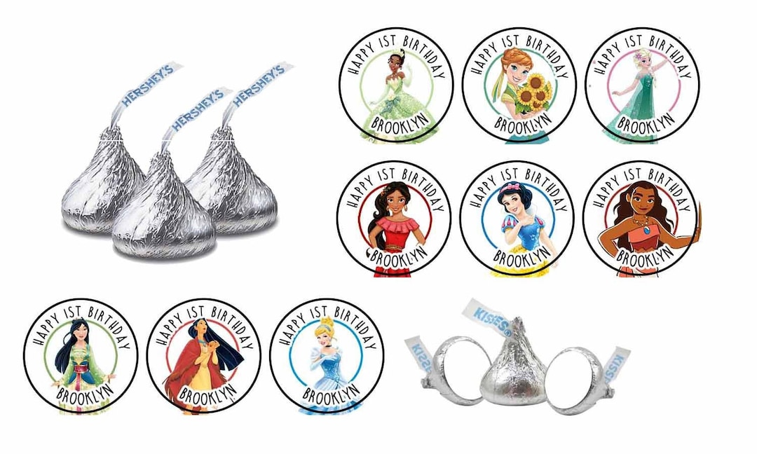 Princess Birthday Stickers, Princess Thank You Stickers, Party Labels ...