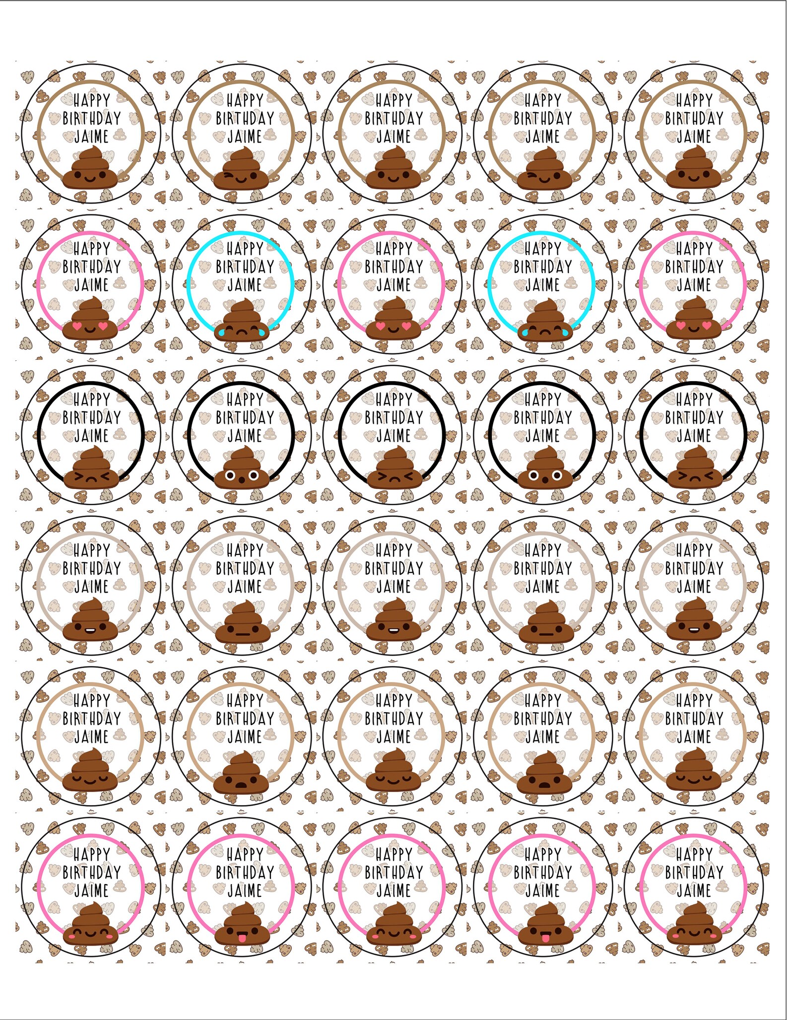 Poop Emoji Birthday Thank You Stickers Party Labels Favors for | Etsy