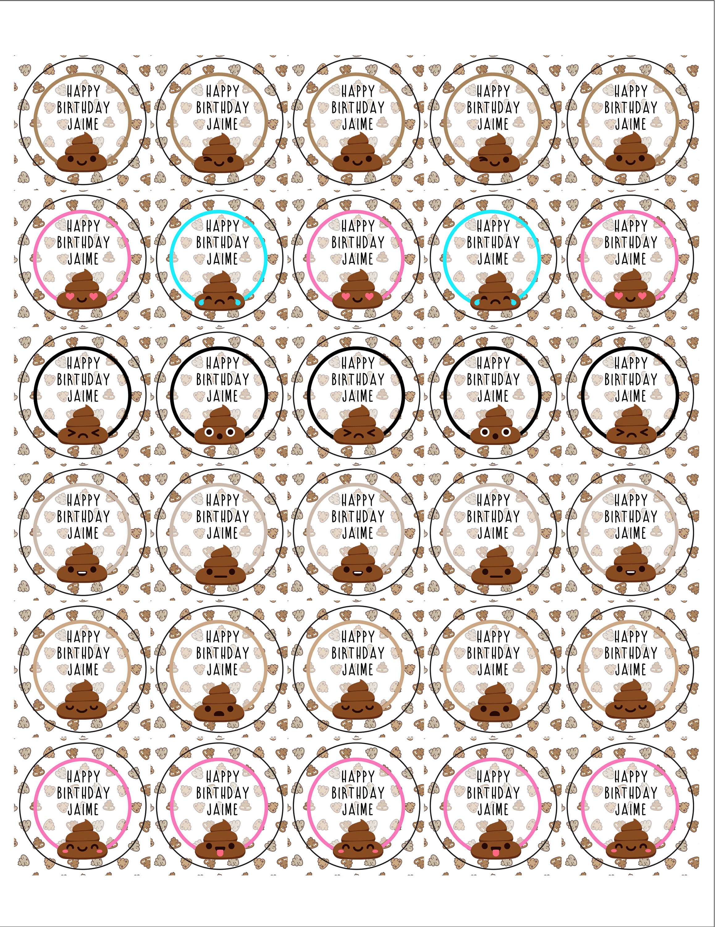 Poop Emoji Birthday Thank You Stickers Party Labels Favors for Treat ...