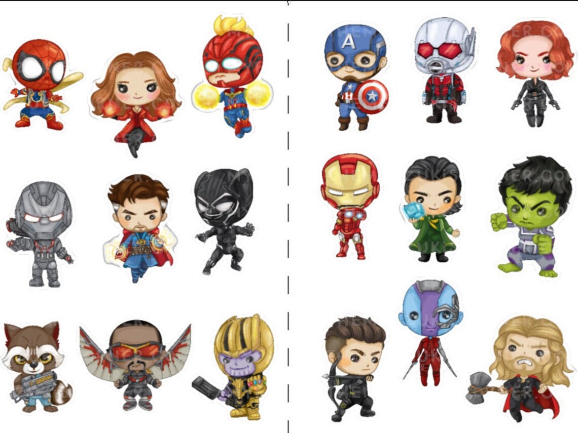 Superhero Super Heroes Avengers Sticker Sheet Chibi - Etsy