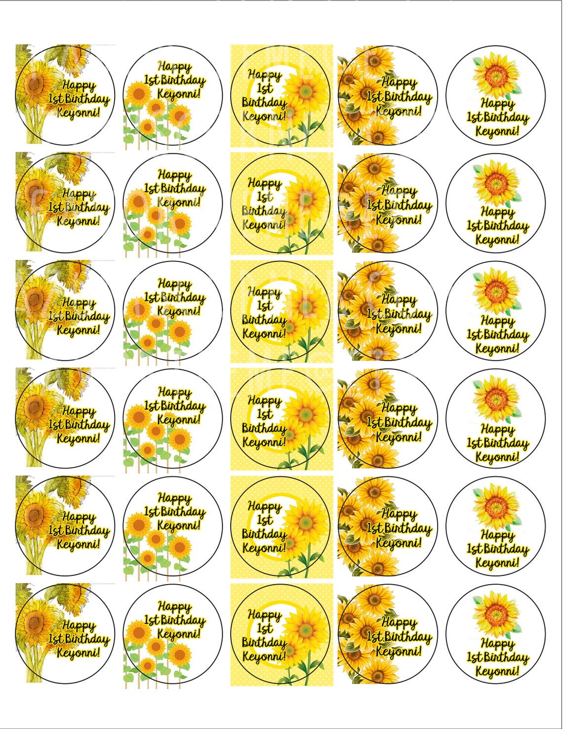 Sunflower Birthday Stickers, Sunflower Thank You Stickers, Party Labels ...