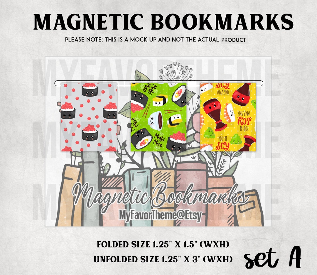 Sushi Bookmarks, Cute Kawaii Magnetic Bookmark, Magnetic Page Clip ...