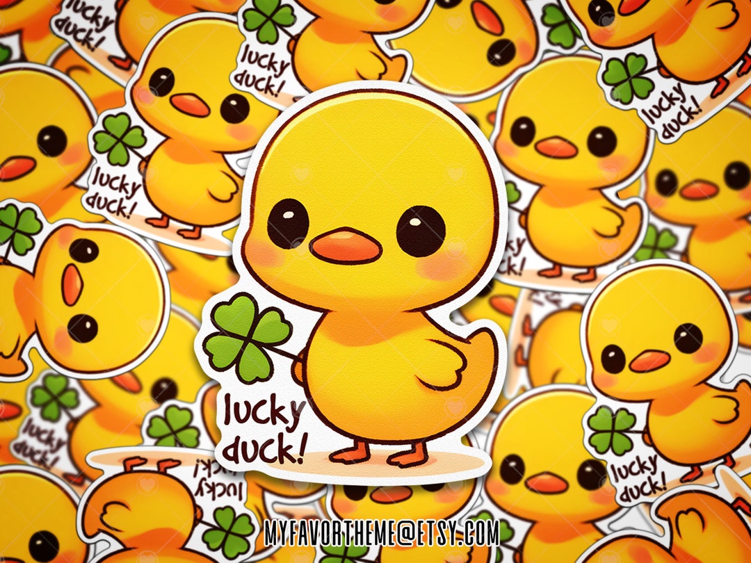 Lucky Duck Sticker, Funny Vinyl Sticker, Funny Sticker, Water Bottle ...