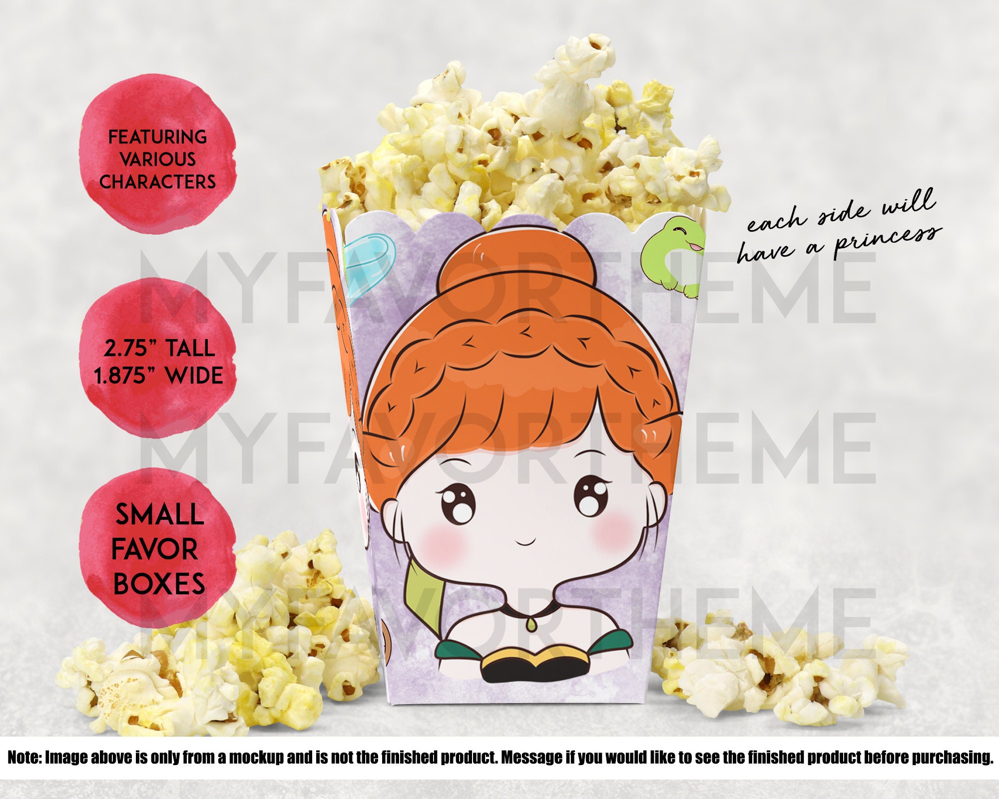 Princess Popcorn Favor Box Princess Favor Box Party Favor - Etsy