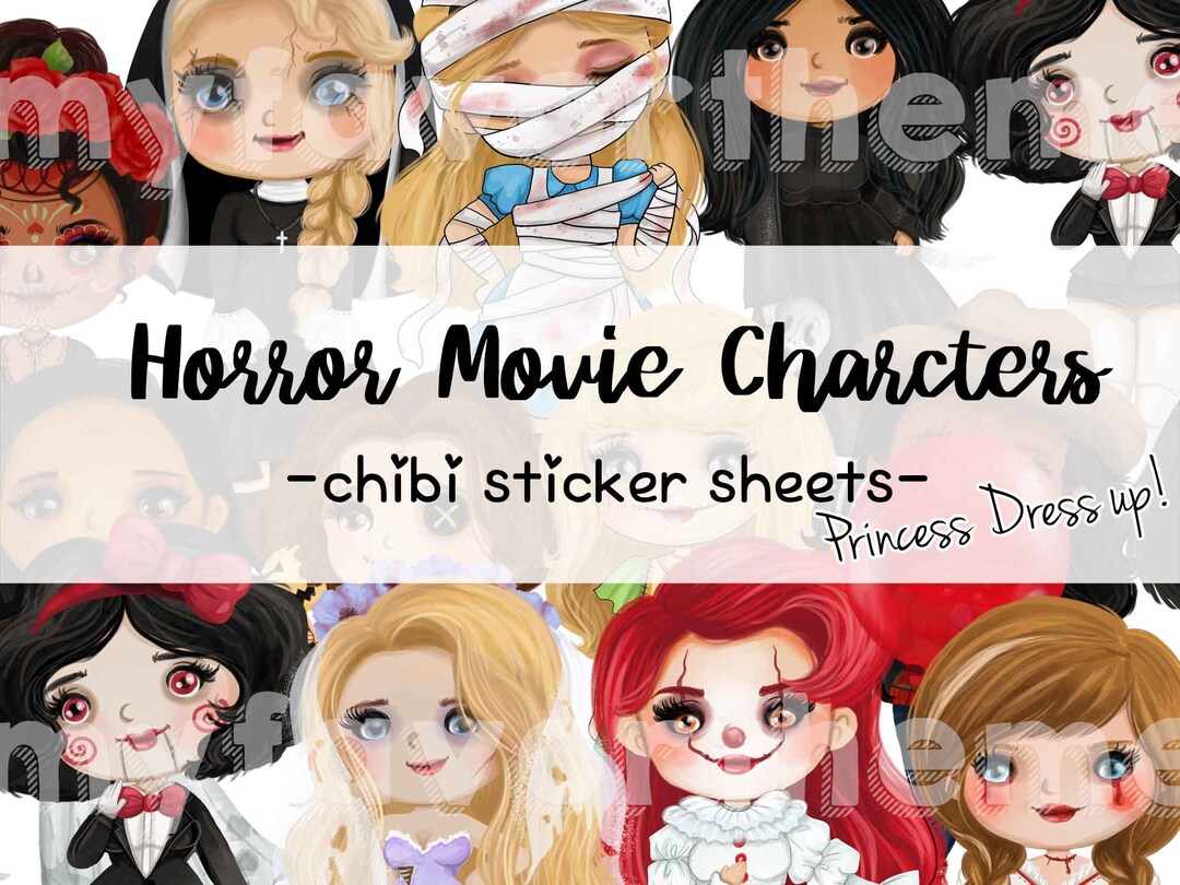 Horror Sticker, Halloween Sticker, Horror Princess Sticker Sheet, Cute ...