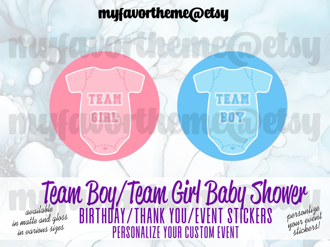 Team Boy Team Girl Baby Shower Stickers, Body Suit Baby Shower Stickers ...
