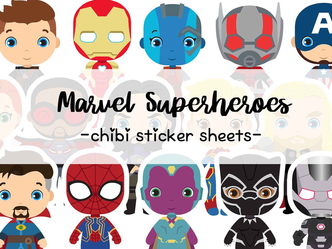 Superhero Super Heroes Avengers Sticker Sheet Cute Chibi - Etsy