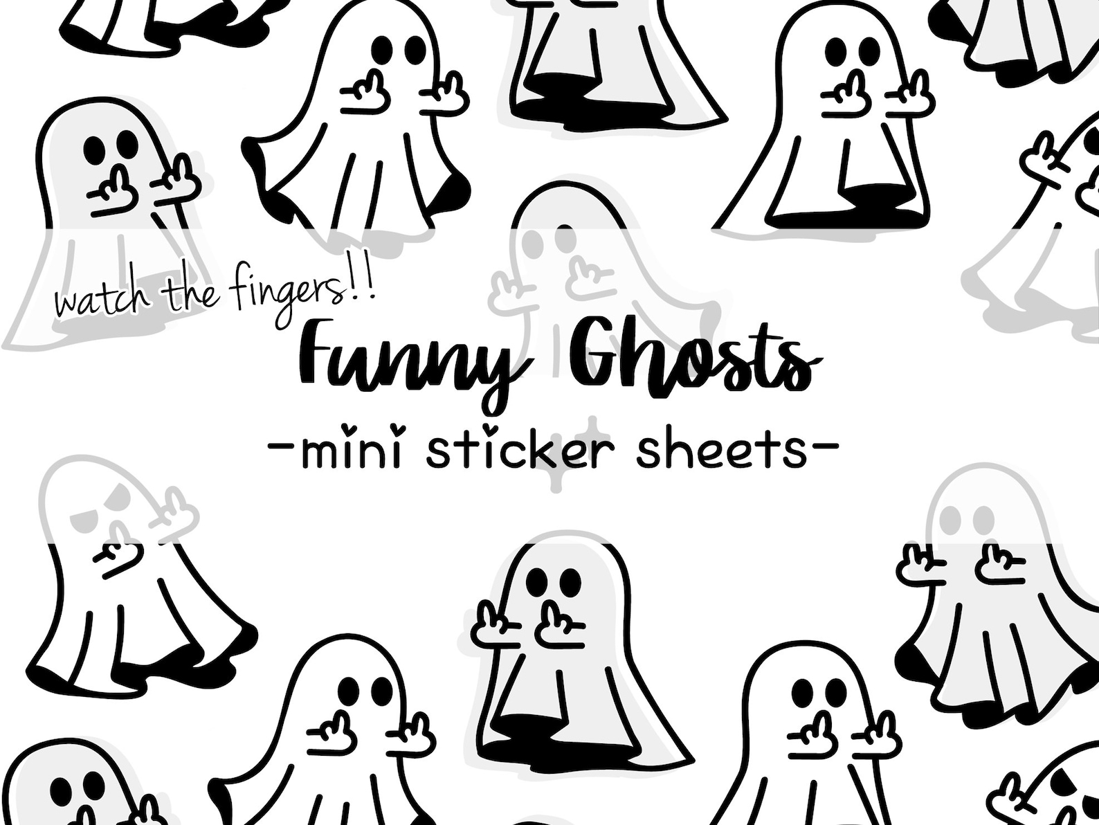 Middle Finger Ghosts Funny Horror Sticker Halloween Sticker - Etsy