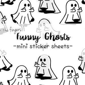 Middle Finger Ghosts, Funny Horror Sticker, Halloween Sticker, Cute Planner Stickers, Funny ...