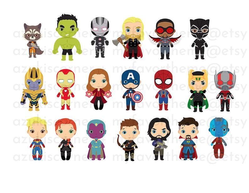 Superhero Super Heroes Avengers Sticker Sheet Cute Chibi - Etsy
