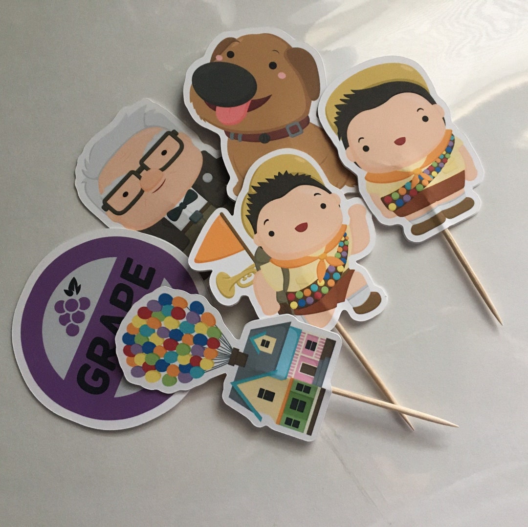 UP House Balloon Cupcake Toppers, up Picks Birthday Party Chibi ...