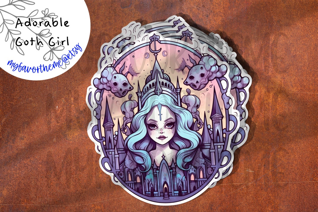 Adorable Goth Girl Sticker, Cute Goth Girl, Pastel Sticker, Laminated ...