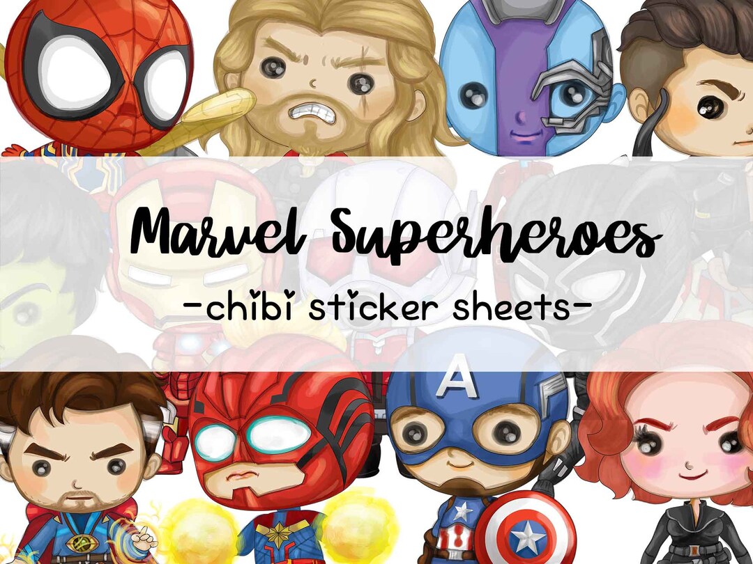 Superhero Super Heroes Avengers Sticker Sheet Chibi - Etsy