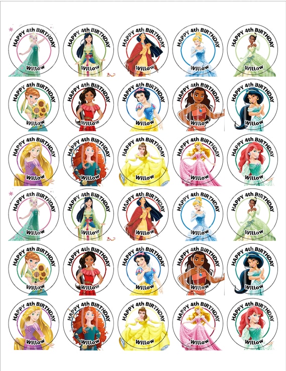 Princess Birthday Thank You Stickers Party Labels Favors for | Etsy