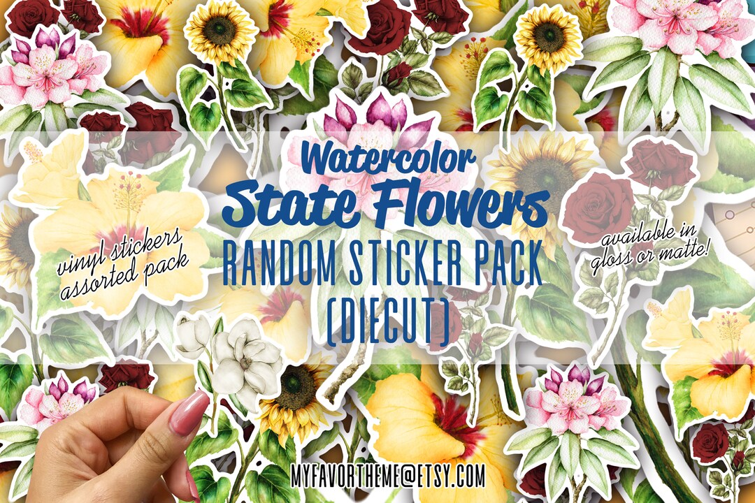 State Flowers Assortment Sticker Pack, American Flowers Stickers, Vinyl