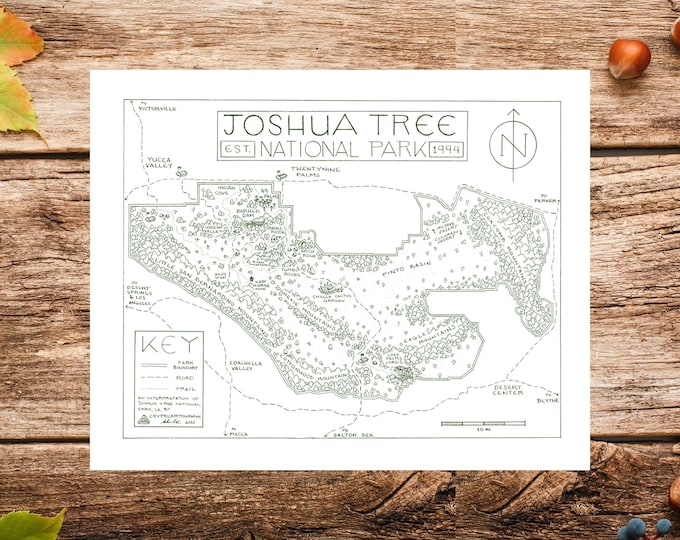 JOSHUA TREE - National Parks Series - Topographic Contour Map - Fine ...