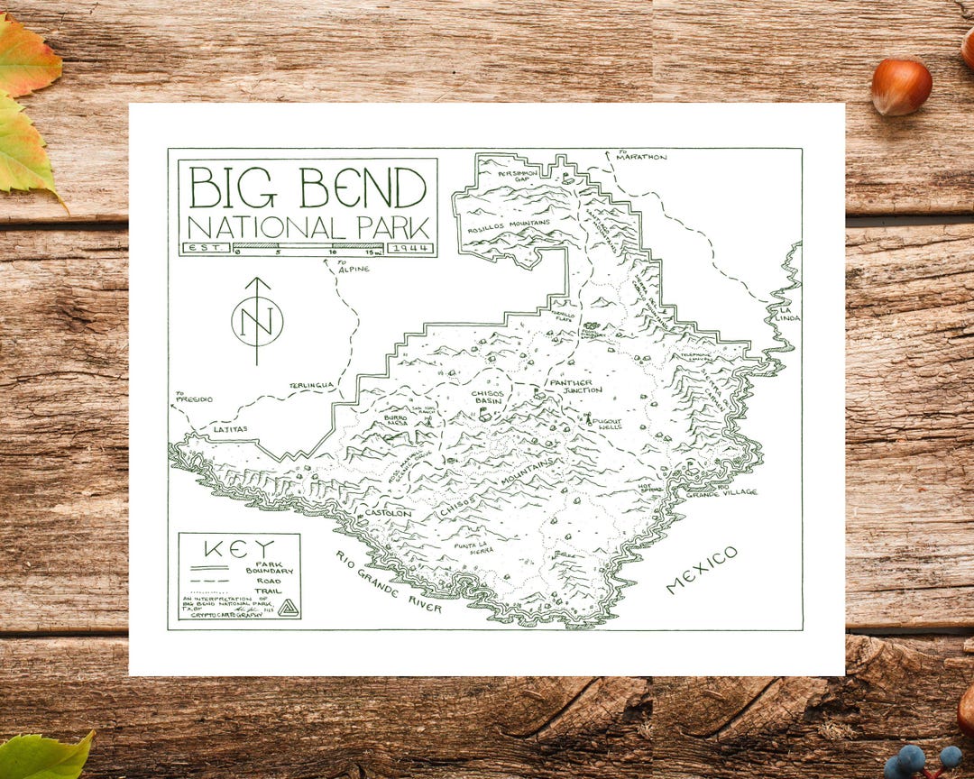 Big Bend National Park Map Print | Map of Big Bend National Park | Big ...