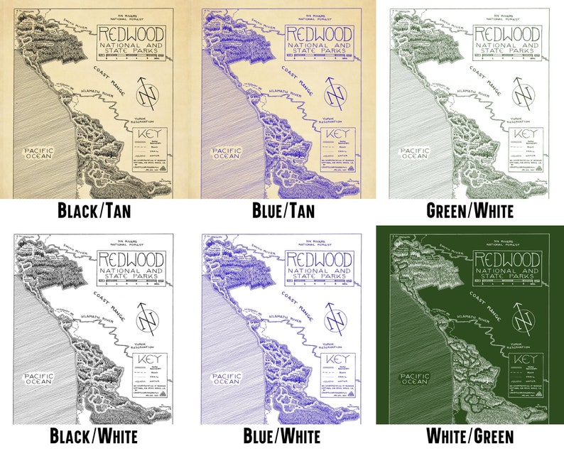 Redwood National Park Map Print | Map of Redwood National Park ...