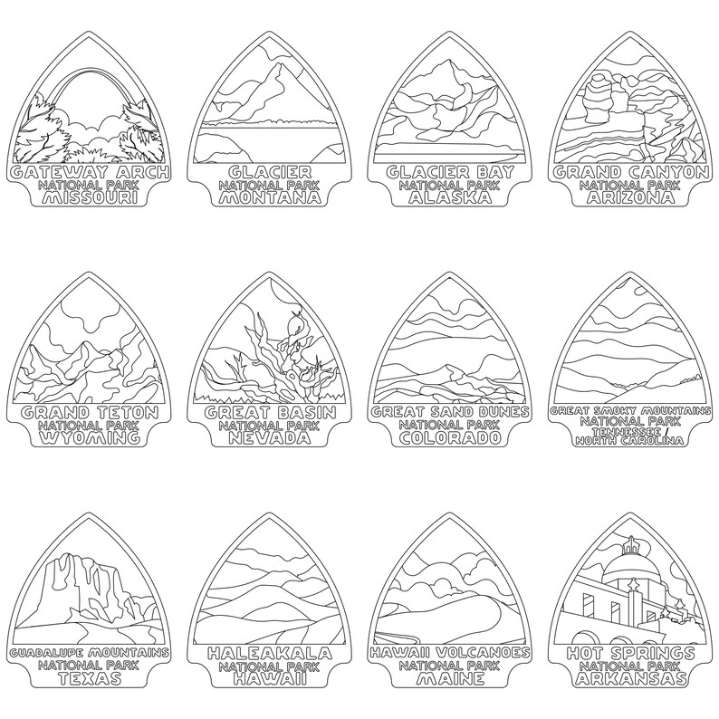 63 National Parks Coloring Book National Park Coloring Pages - Etsy